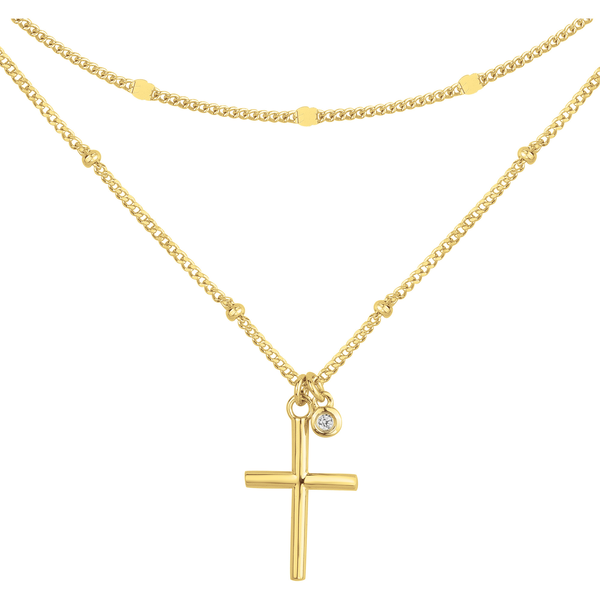 Collier diamant plaqué or 18k – La Croix symbolique | La Garçonne Diamant